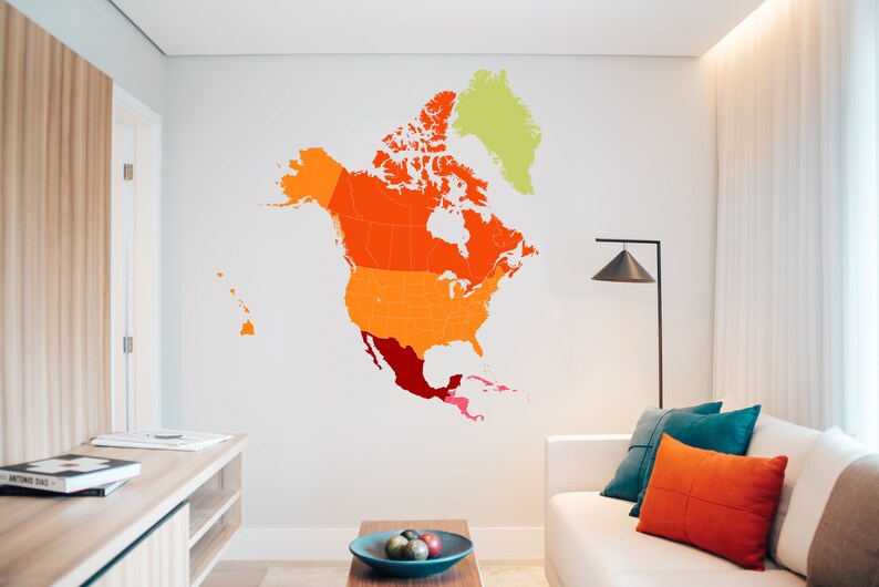 North America Continent Wall Vinyl Decal North America Map - Etsy