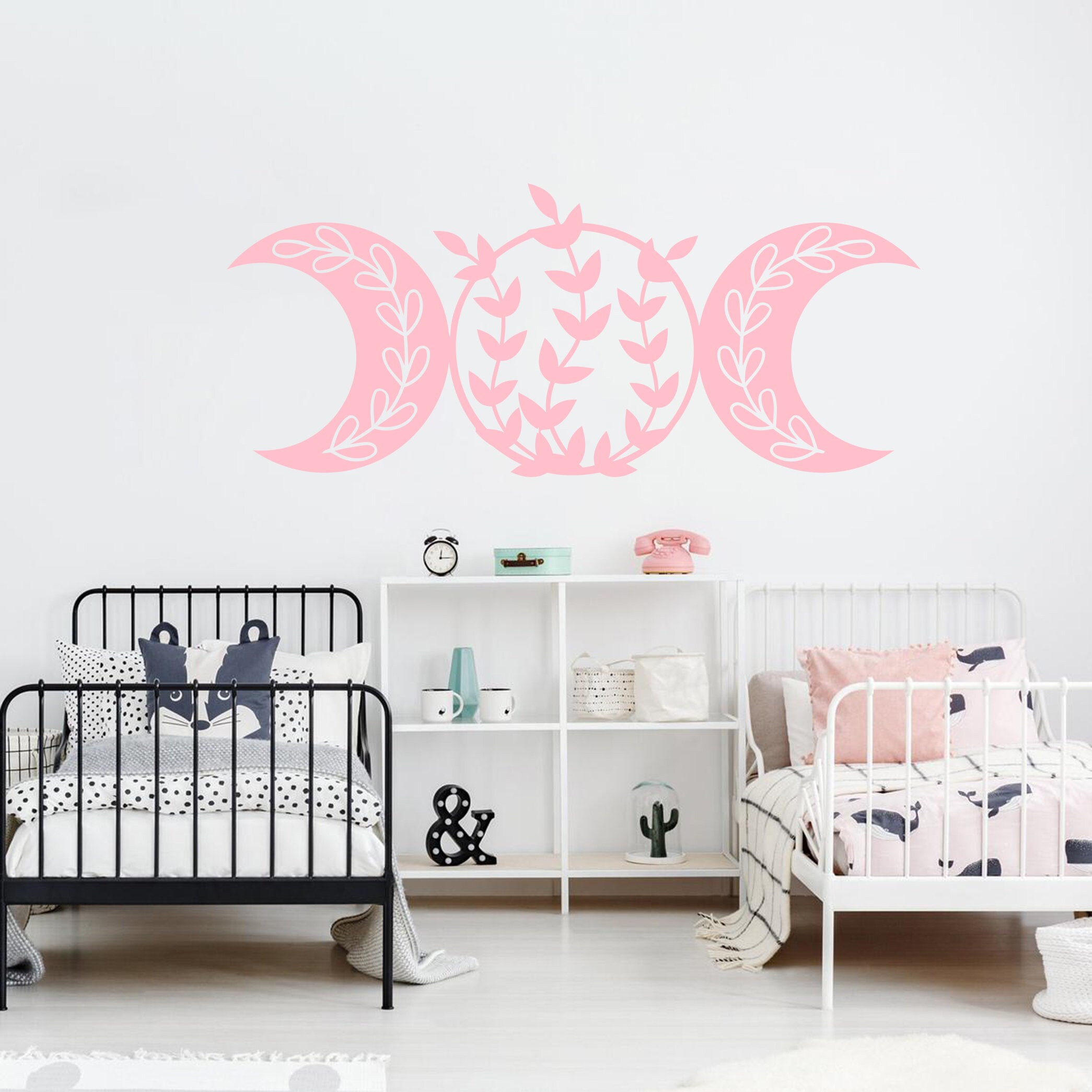 Floral Crescent Moon Decor Moon Wall Decal Moon Shine - Etsy