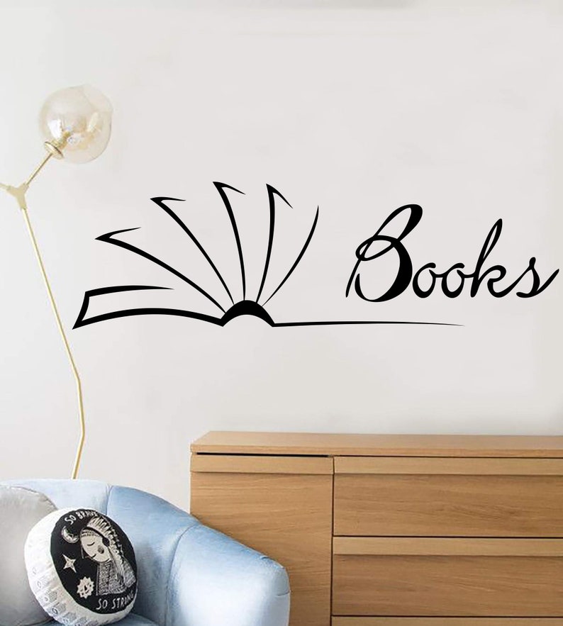 Books Vinyl Wall Art Decal Book Wall Decor Reading Room - Etsy
