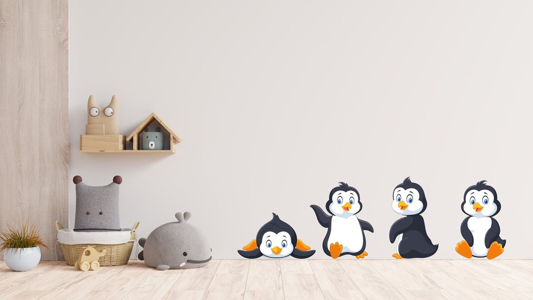 Penguins Wall Decal Penguins Set Wall Art Animals Wall Vinyl Stickers ...