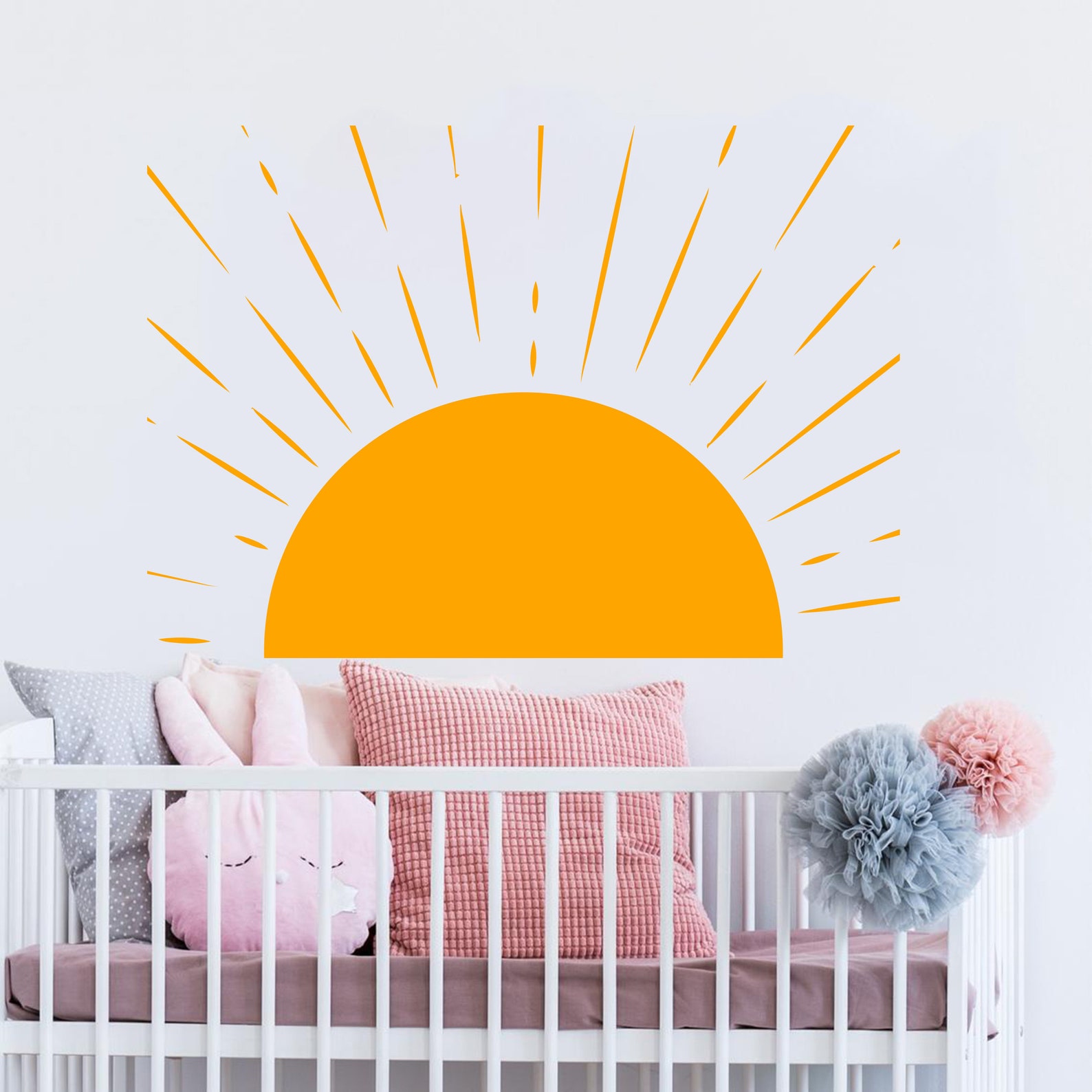 Sun Wall Decal Vinyl Sunset Decals Sunshine Wall Decal Half - Etsy