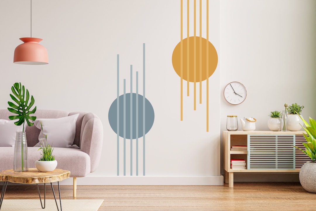 Modern Circles Geometric Minimal Contemporary, Mid Century Modern Wall ...