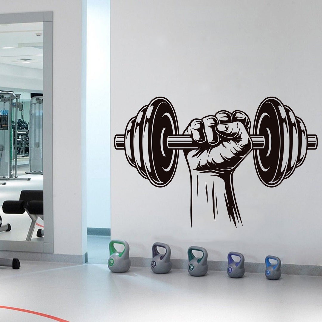 Weight Lifting Decal, Gym Wall Stickers, Fitness Workout Wall Decal ...