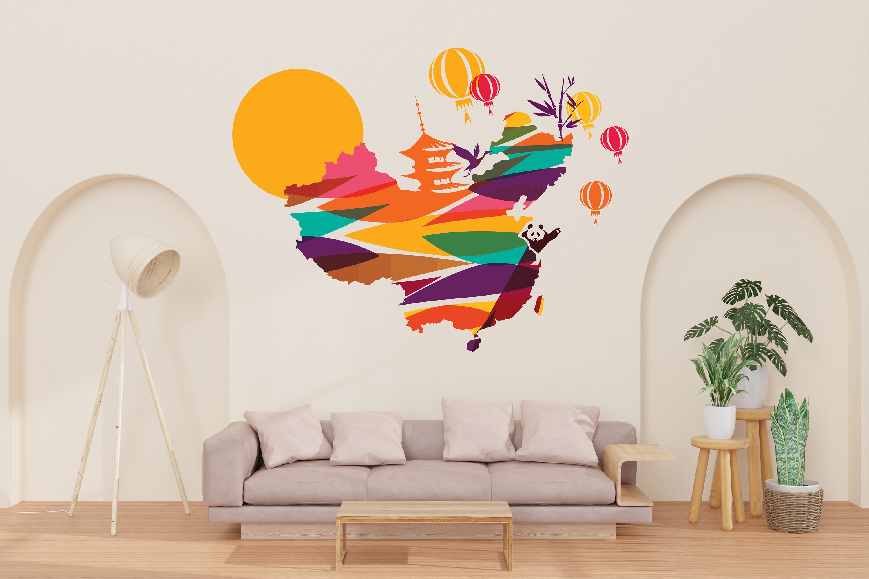 China Map Wall Mural Decor China Map Wall Art Vinyl Sticker - Etsy