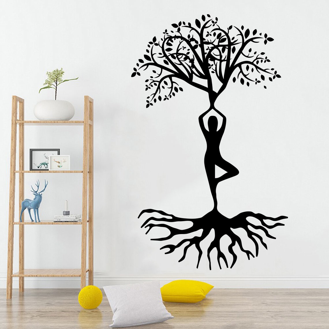 Tree Yoga Wall Decal Tree Wall Art Meditation Yoga Meditating - Etsy