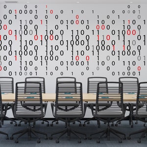Binary Code Wall Decal, Technology Vinyl Wall Art Decals, Gamer Room ...