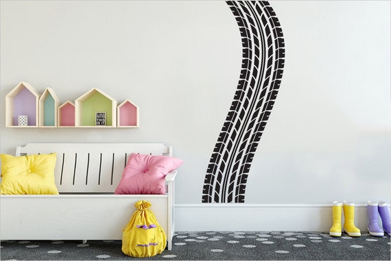 Skid Marks Wall Decal Decor Tire Tracks Vinyl Sticker Art | Etsy