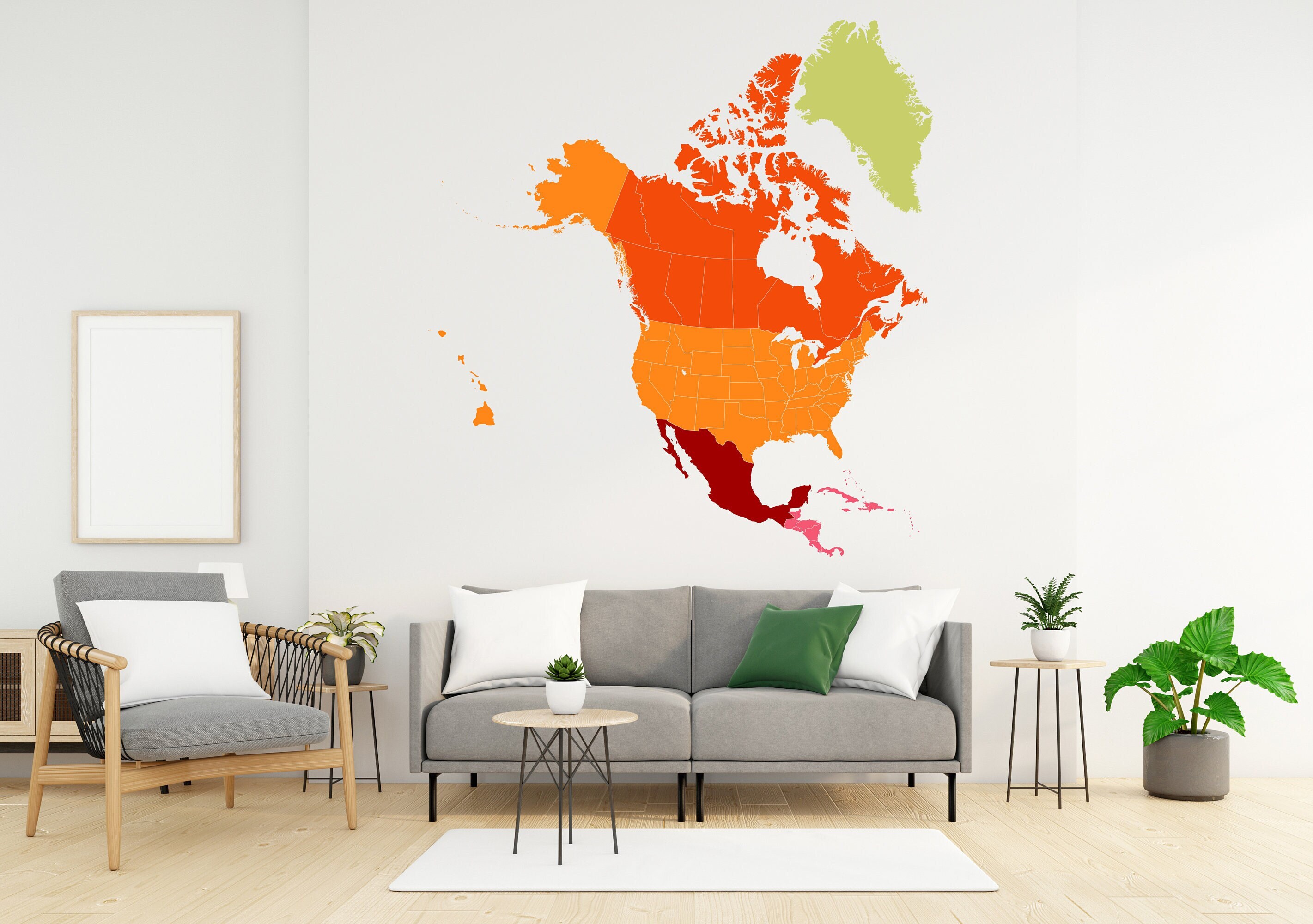 North America Continent Wall Vinyl Decal North America Map - Etsy