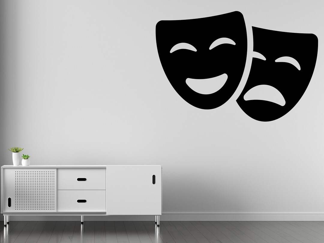 Theatre Masks Vinyl Wall Decal, Comedy Tragedy Drama Home Cinema Wall ...