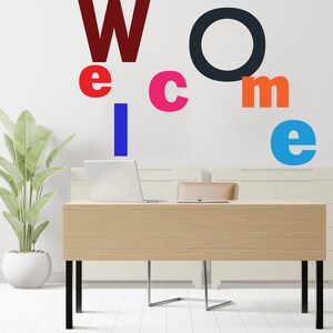 Welcome Sign Office Wall Decal, Welcome Decal, Office Wall Art, Foyer ...