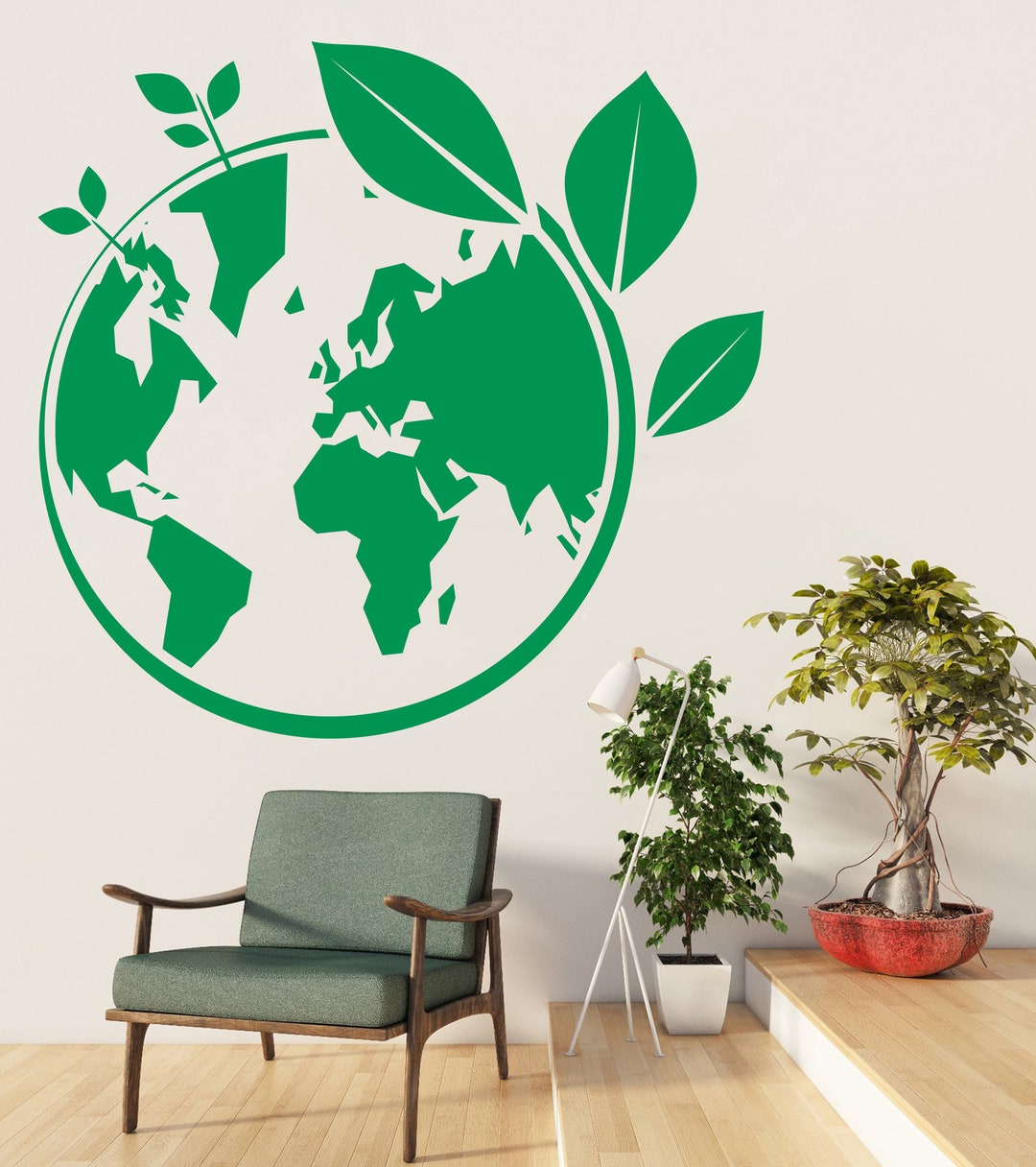 Planet Earth Wall Decal World Globe Vinyl Sticker Ecology Wall Decal ...