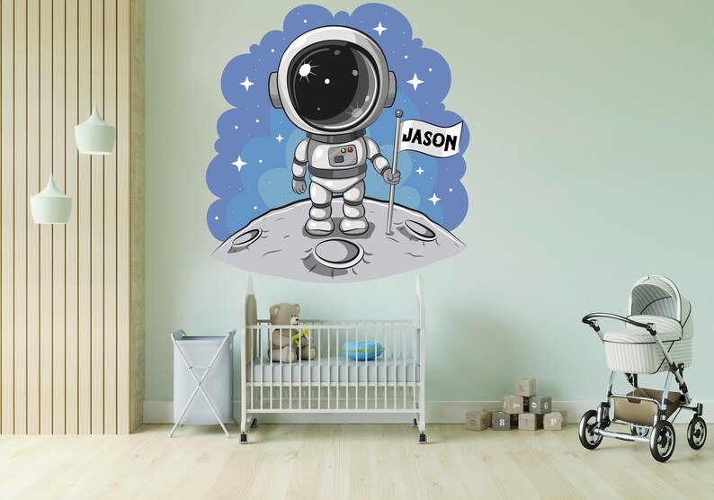 Custom Name Astronaut Wall Decals Space Moon Wall Decal - Etsy