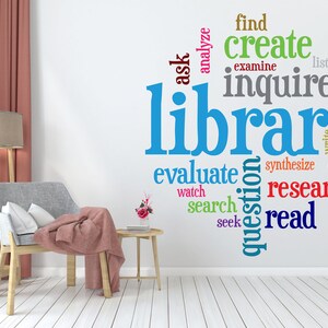 Library Vinyl Wall Art Decals, Library Wall Decal, Education Decals ...