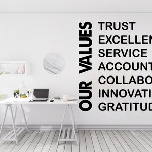 Our Values Core Values Office Wall Art, Motivational Inspiring Wall Art ...