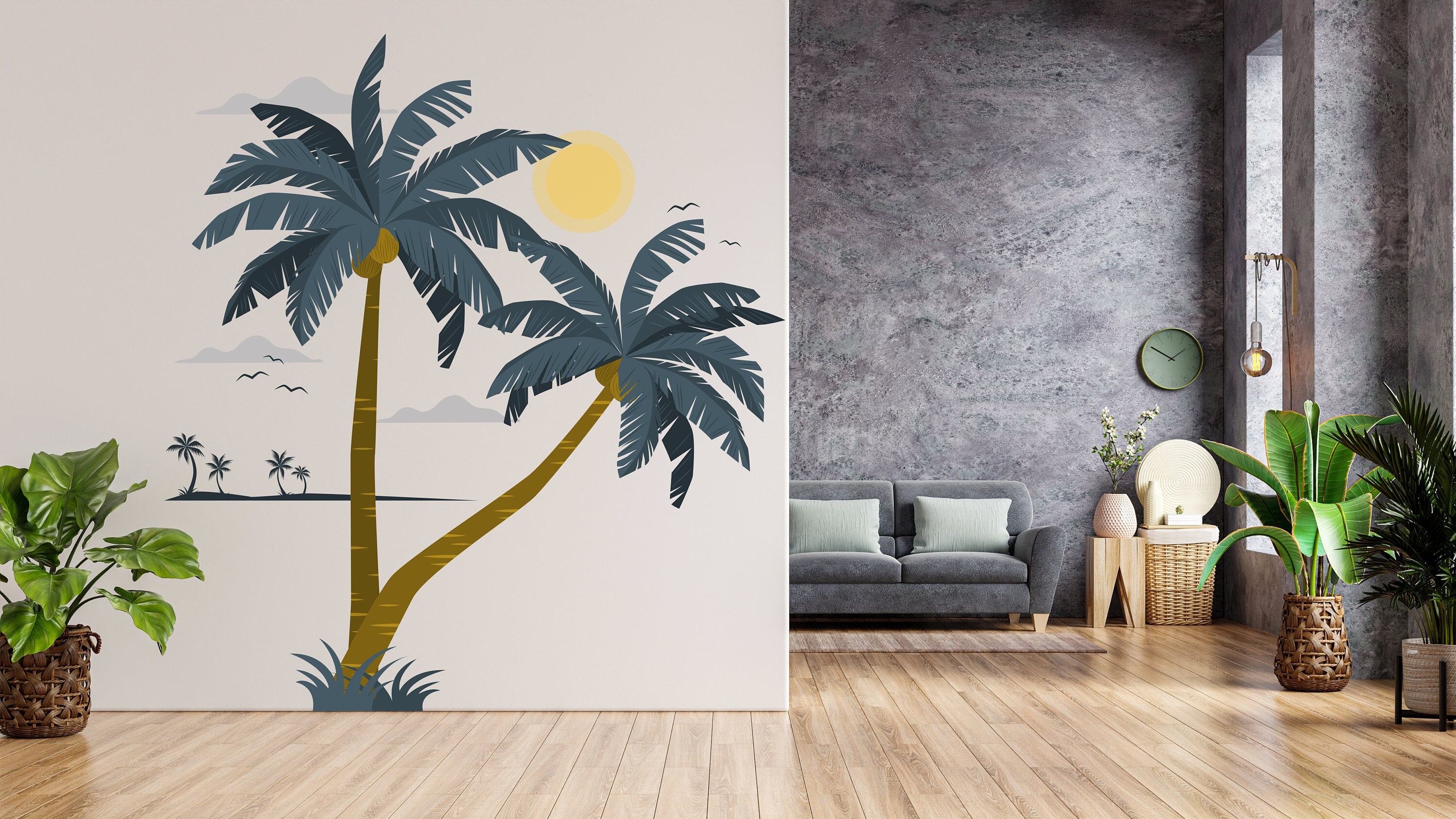 Palm Tree Wall Decal Palm Trees Vinyl Sticker Palm Sun - Etsy
