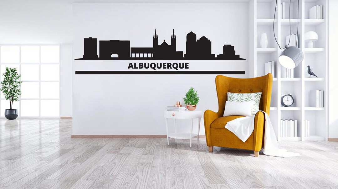 Albuquerque City Skyline Wall Decal Vinyl Sticker City Albuquerque New ...