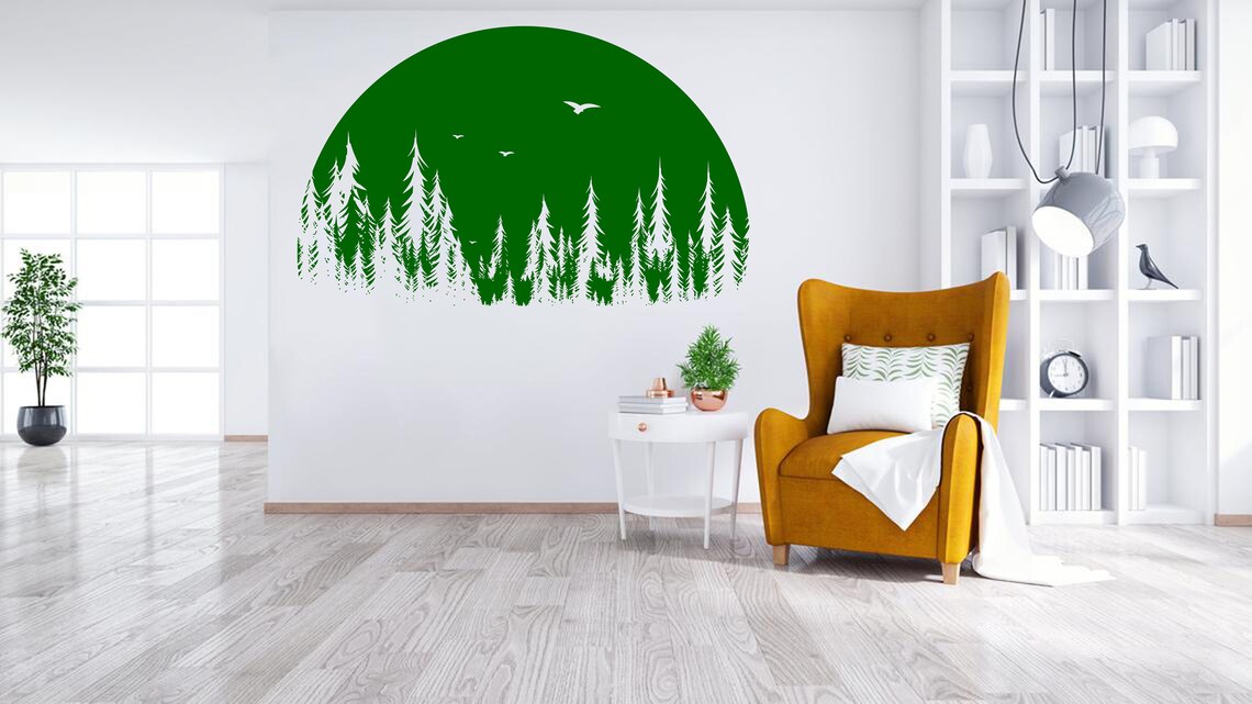 Forest Mural Pine Tree Forest Wall Decaltree Wall Decals - Etsy