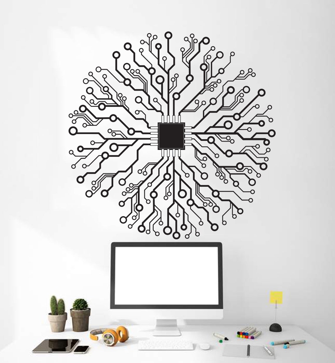 Circuit Board Wall Decal Technology Vinyl Wall Art Decals - Etsy