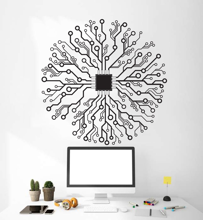 Circuit Board Wall Decal Technology Vinyl Wall Art Decals - Etsy