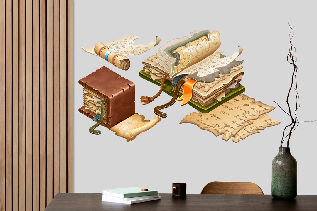Books Vinyl Wall Art Decal Old Book Library Wall Decal - Etsy