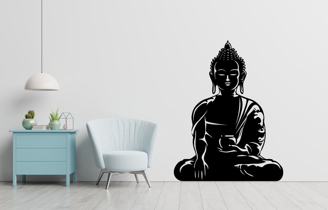 Buddha Vinyl Sticker Art Meditating Yoga Wall Decal Namaste Wall Decor ...