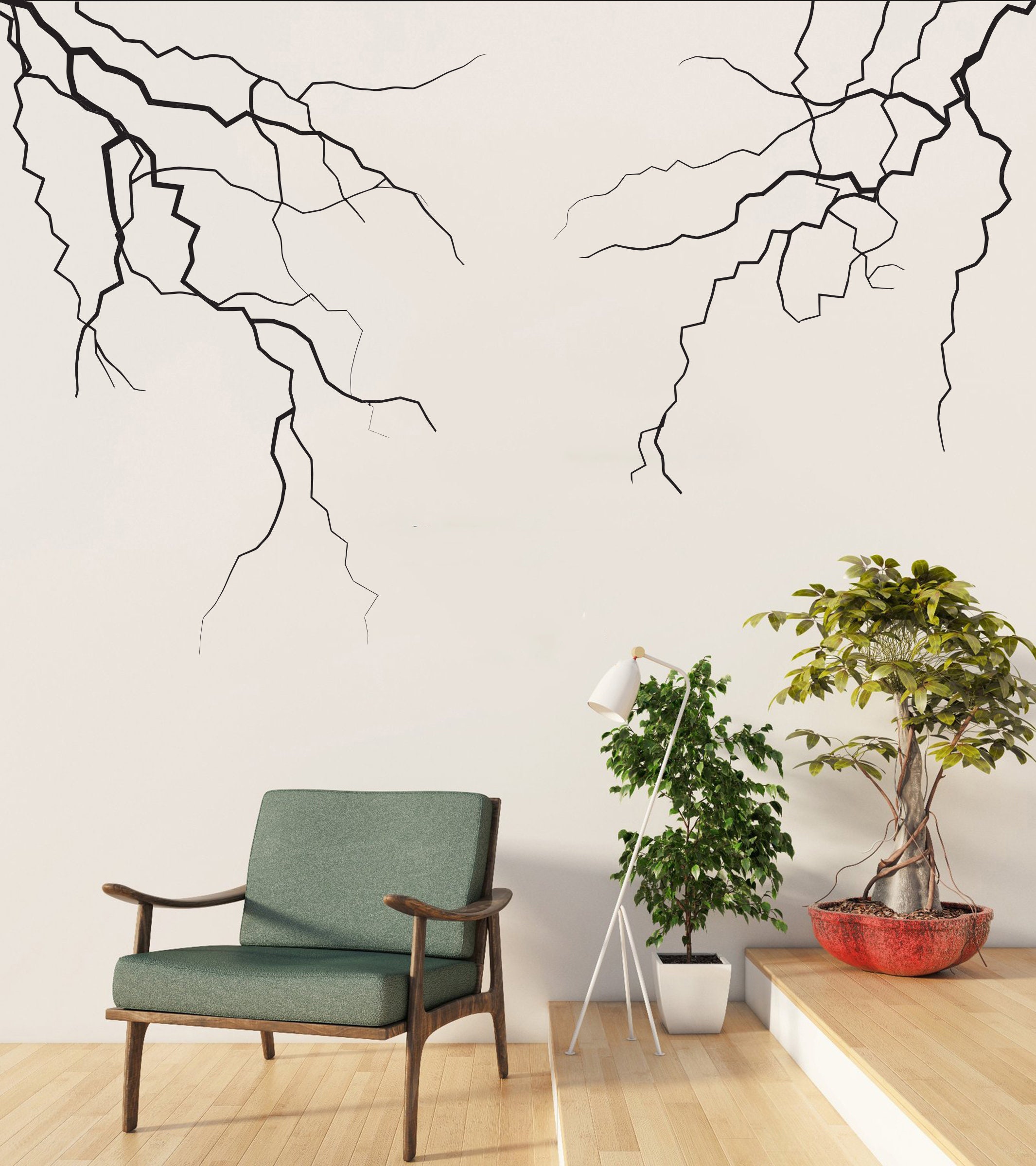 Thunder Bolt Wall Mural Decals Decor Lightning Strike Wall - Etsy