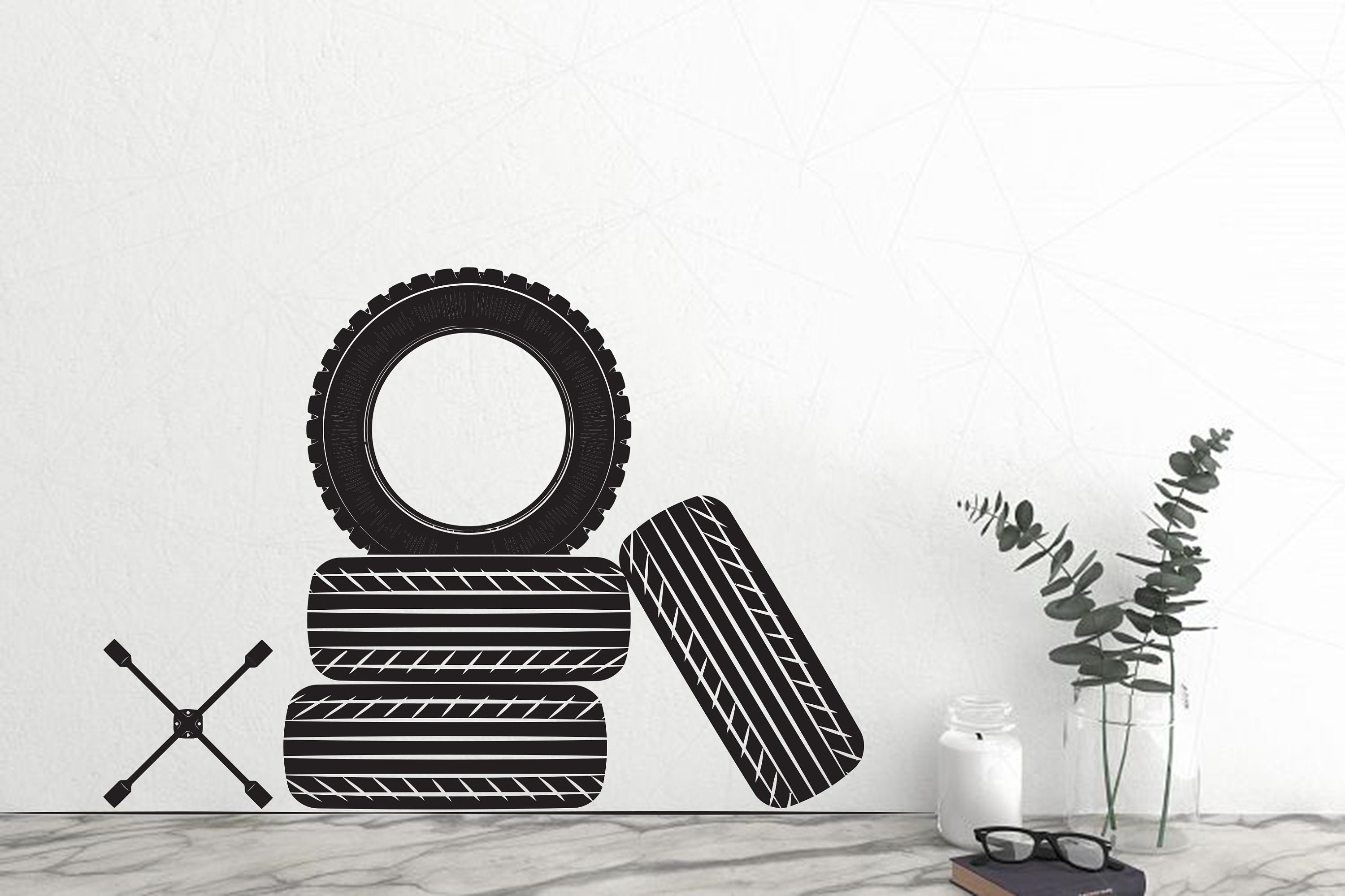 Tires Wall Vinyl Sticker Art Garage Wall Decor Wheels Wall - Etsy