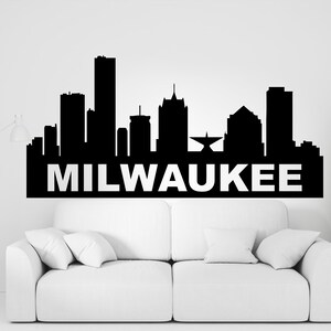 Milwaukee City Skyline Wall Decal Vinyl Sticker City Milwaukee ...