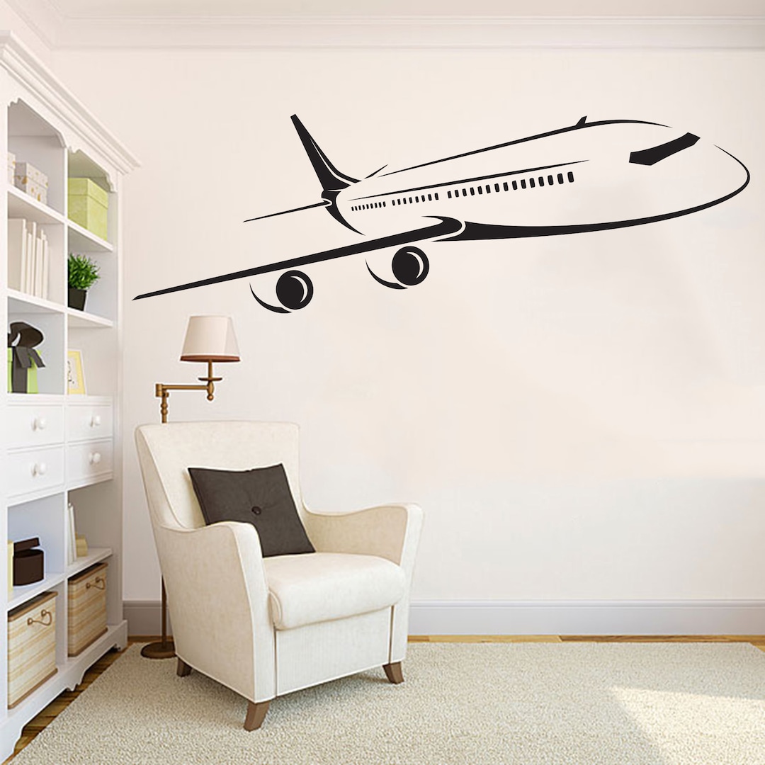 Airplane Wall Decal - Airplane Decor - Airplane Sticker - Aviation Room ...