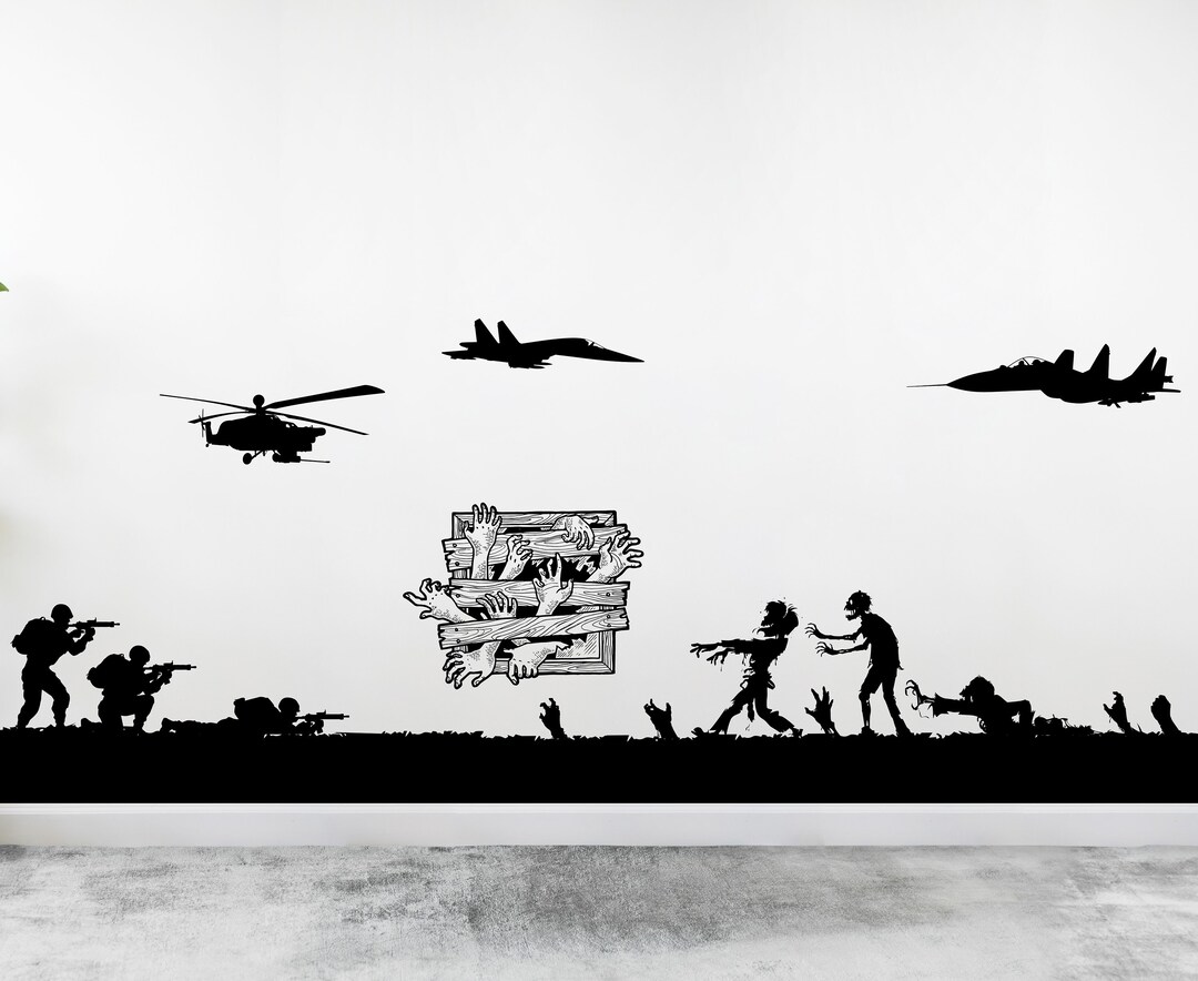 Zombie Military Gamer Army Wall Decal Gaming Soldier Hero - Etsy