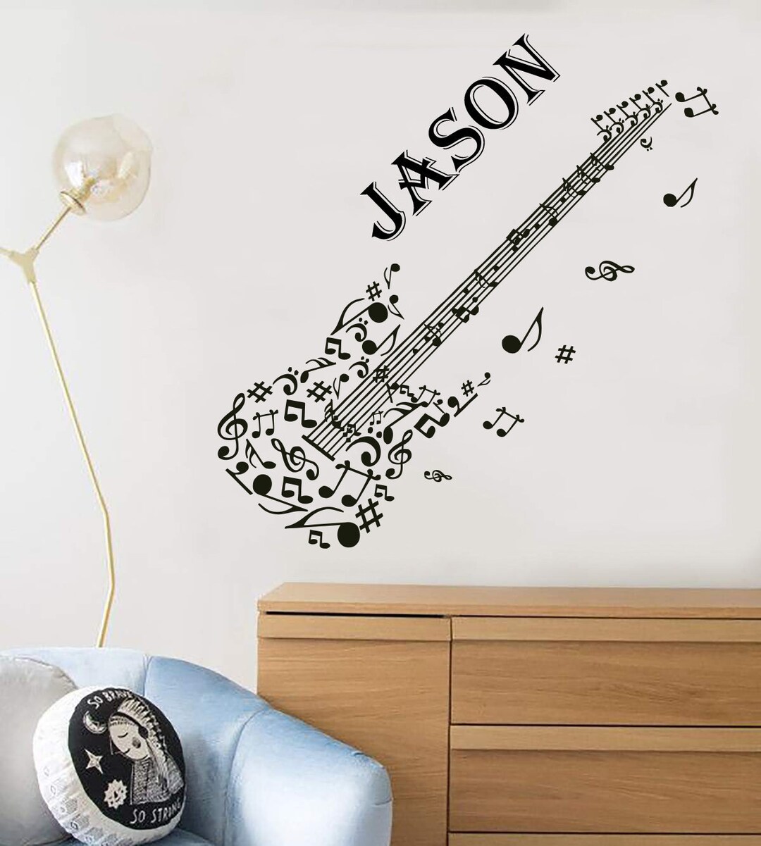 Personalized Name Guitar Wall Decal Guitar Stickers Music - Etsy
