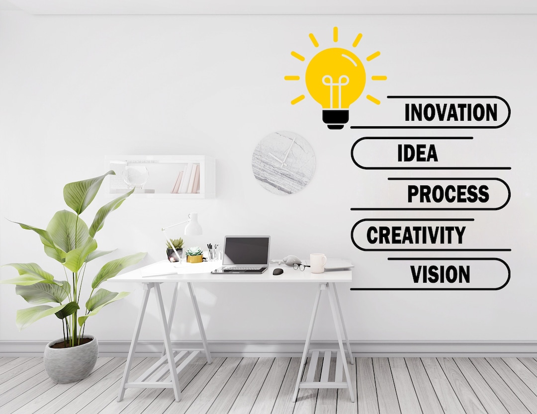 Idea Lightbulb Inovation Vision Creativity Wall Decal-work Office Wall ...
