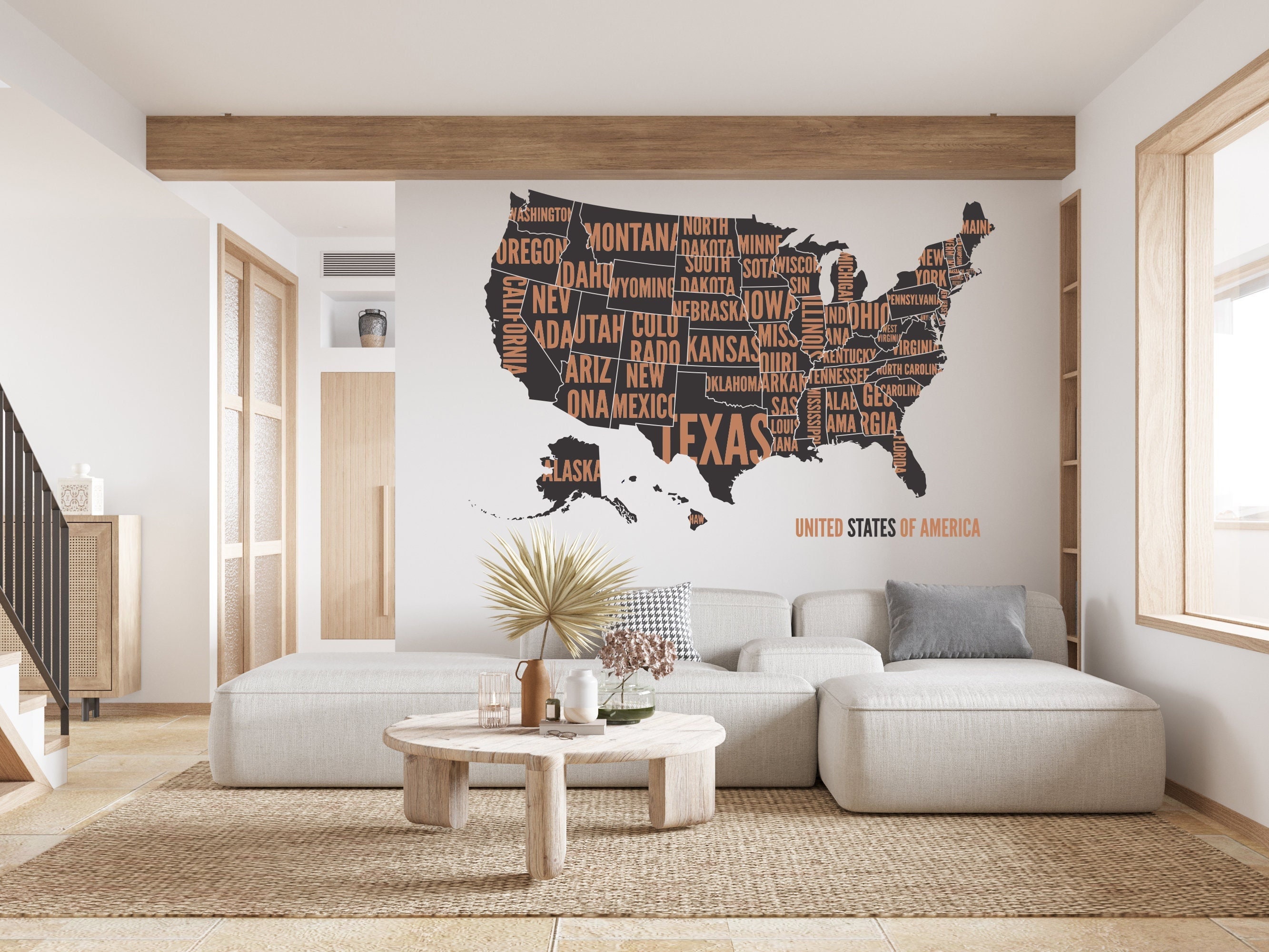 United States of America Map Wall Mural Decor USA Map Flag - Etsy