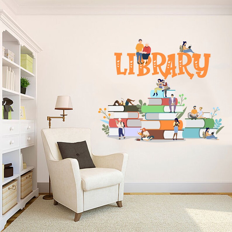 Library Vinyl Wall Art Decal Library Wall Decal Education | Etsy