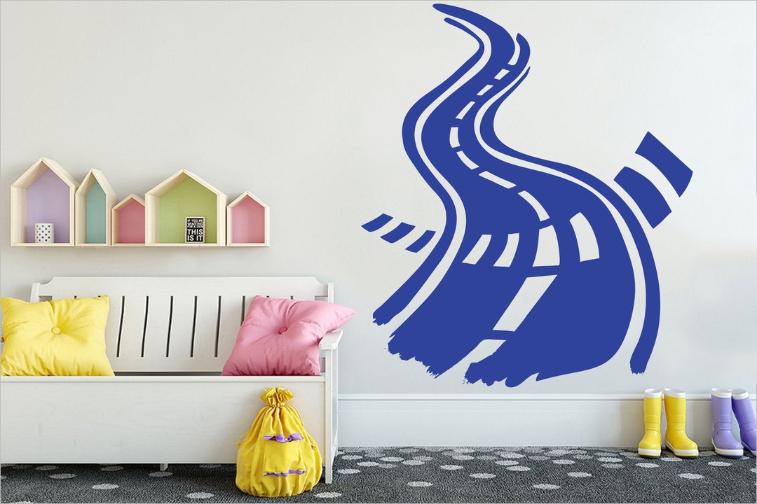 Road Wall Decal Sticker, Road Wall Decals, Tire Track Wall Sticker ...