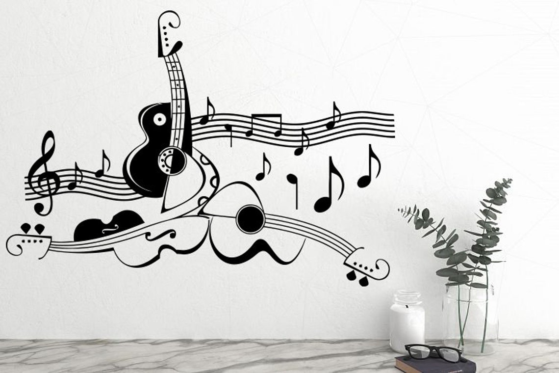 Music Decoration Music Wall Decalguitar Wall Decal Music - Etsy