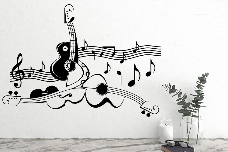Music Decoration Music Wall Decalguitar Wall Decal Music - Etsy