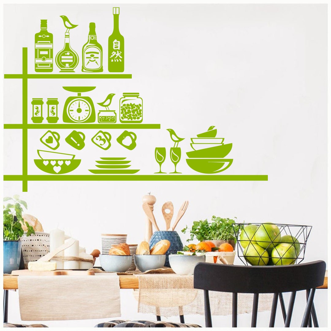 Kitchen Home Wall Decal, Kitchen Shelves Decor, Food Wall Decal, Mom ...
