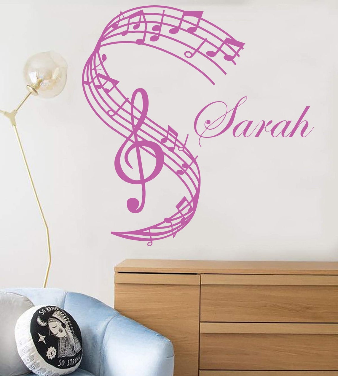 Personalized Name Music Notes Wall Decal Music Wall Sticker - Etsy