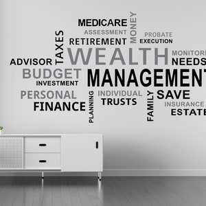 Wealth Management Word Cloud Wall Art Decal Office Decor Work Business ...