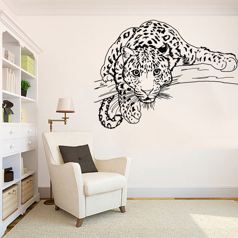 Leopard on Tree Wall Decals Cheetah Wall Art Stickers Animals | Etsy