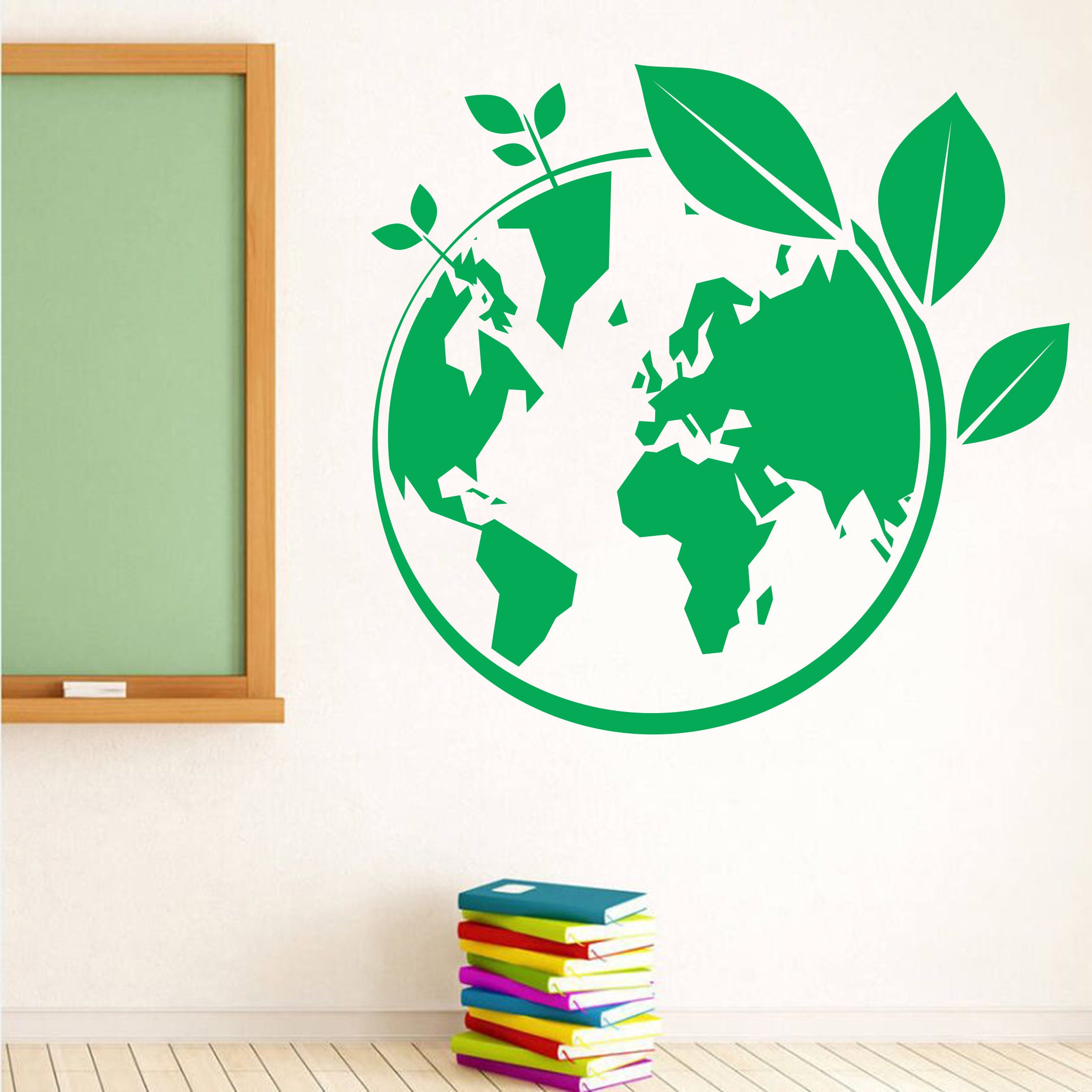 Planet Earth Wall Decal World Globe Vinyl Sticker Ecology Wall - Etsy