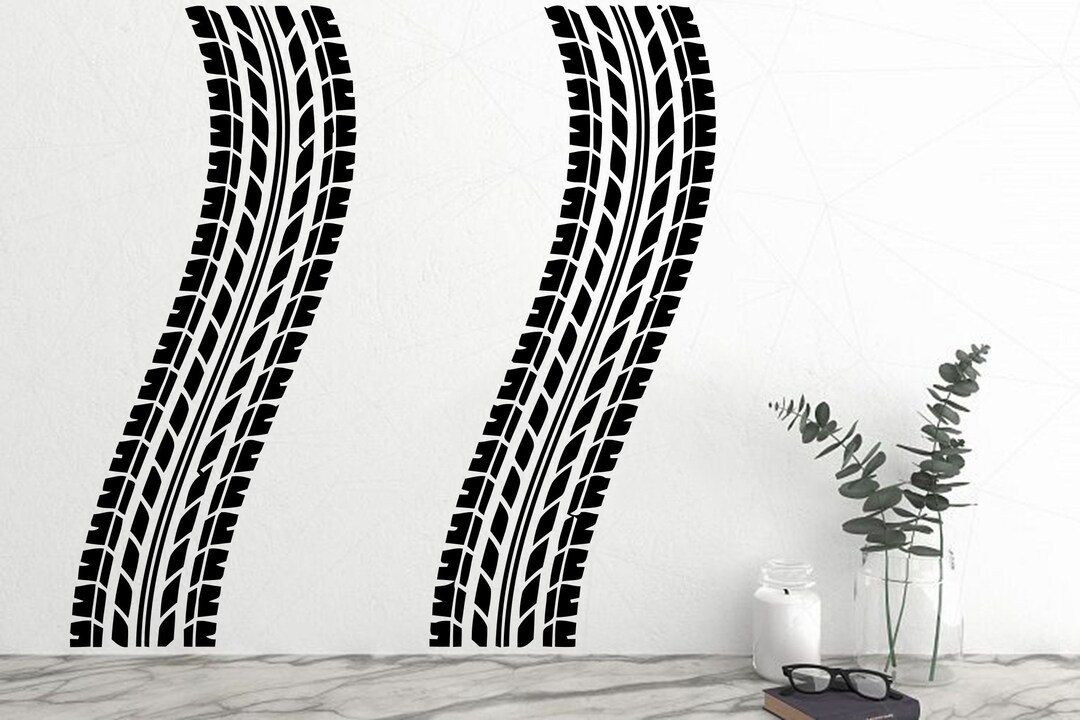 Tire Tracks Wall Decal Decor Vinyl Sticker Art Bedroom Gamer Funny Teen ...