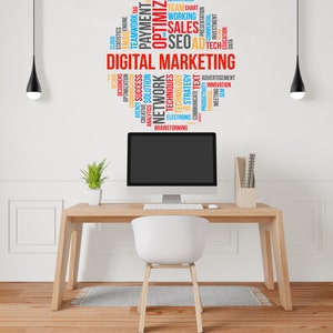 Digital Marketing Office Wall Decor, Teamwork Wall Decal, Seo Wall Art ...
