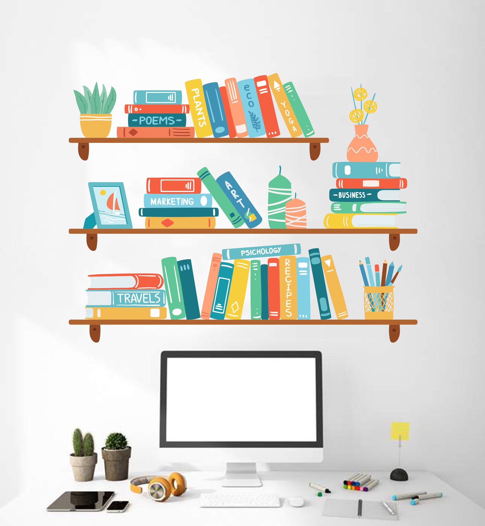 Books Vinyl Wall Art Decal for Home Library Wall Decal - Etsy