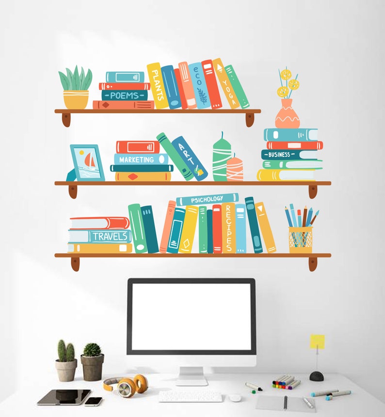 Books Vinyl Wall Art Decal for Home Library Wall Decal - Etsy