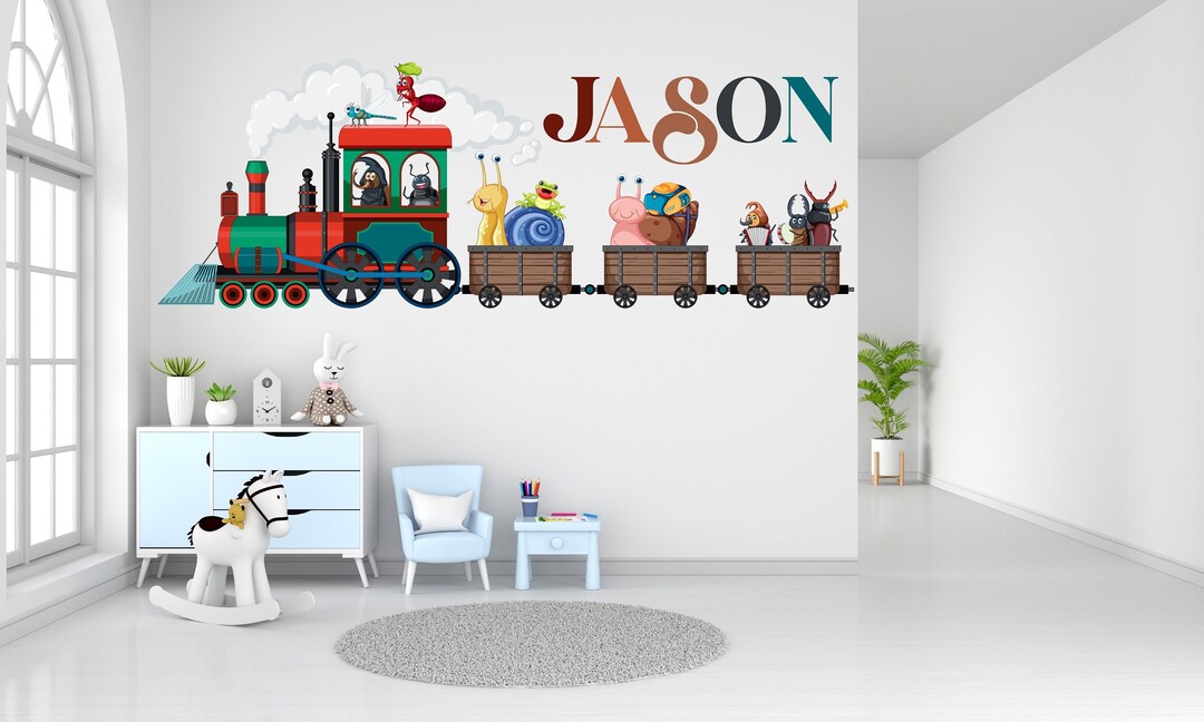 Train Custom Name Wall Decal Vinyl Railroad Track Stickers Decals Mural ...