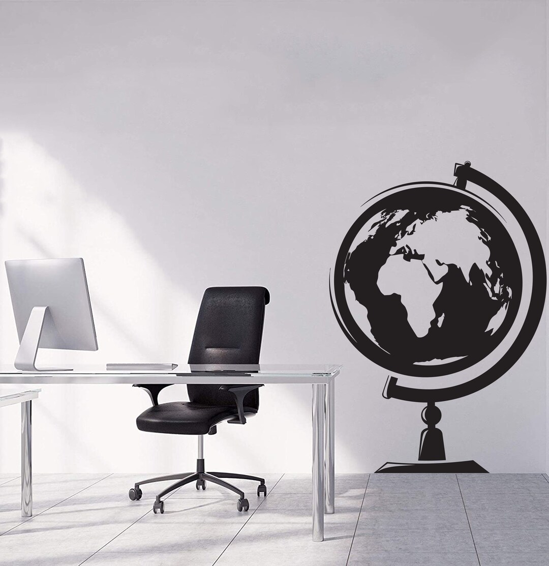 Planet Earth Geographical Decor,globe Map Wall Decal,world Map Wall ...