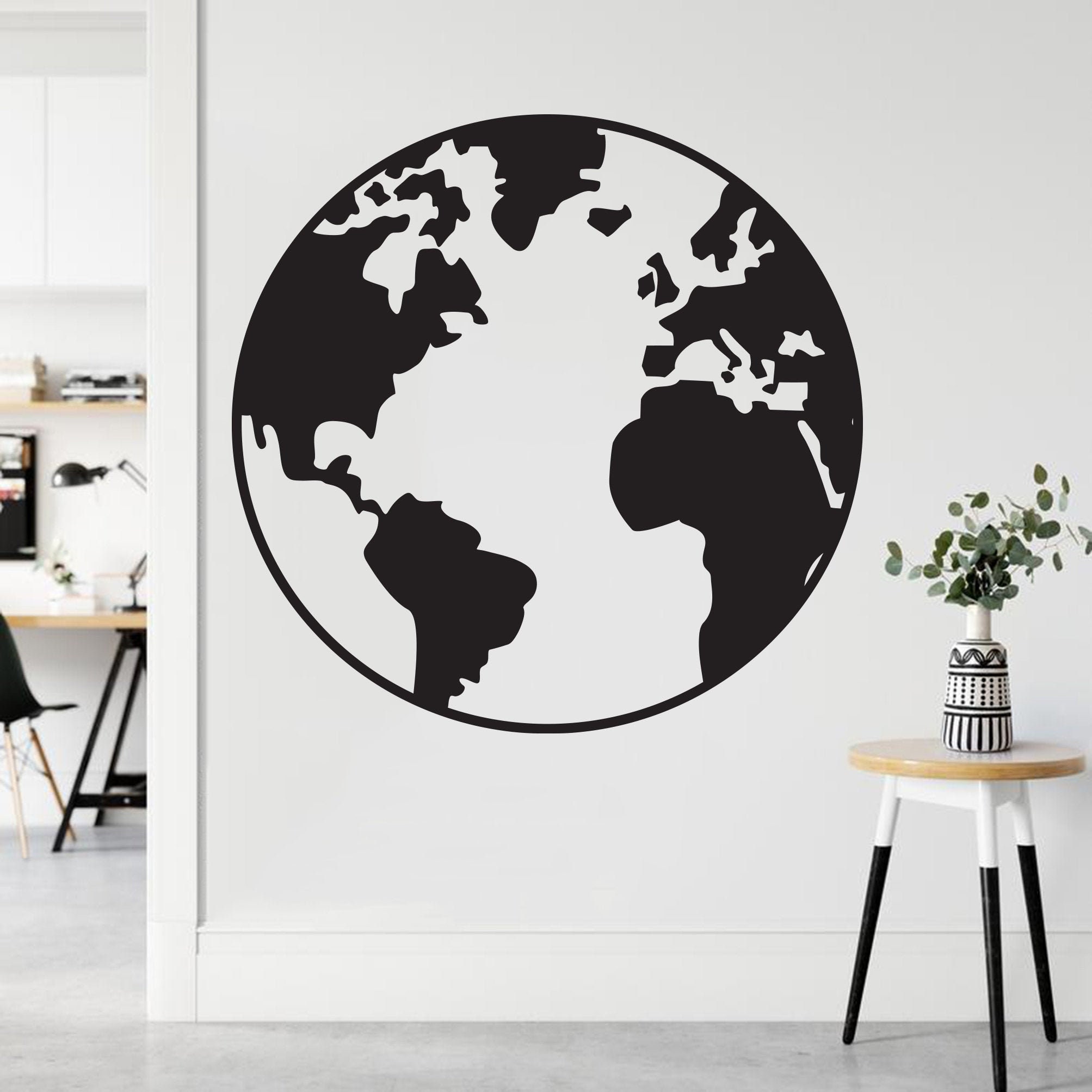 Earth Wall Decalsglobe Planet Wall Decalworld Map Wall - Etsy
