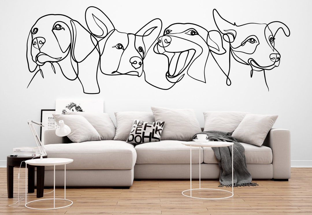 Dogs Line Art Wall Decal, Grooming Wall Decor, Veterinary Decals, Pet ...